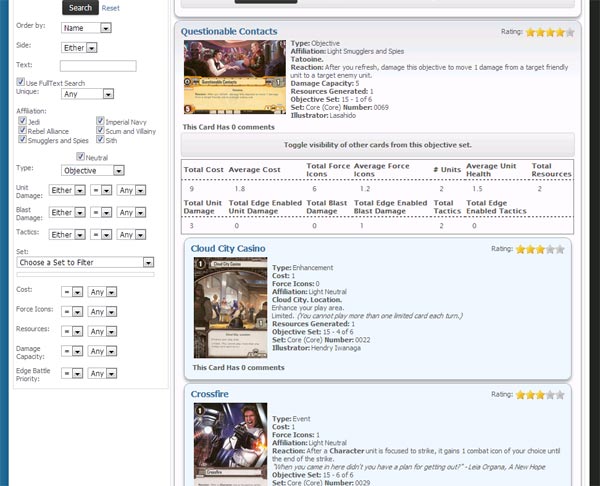 Star Wars Advanced Card Search - SW LCG General Discussion - Card Game DB
